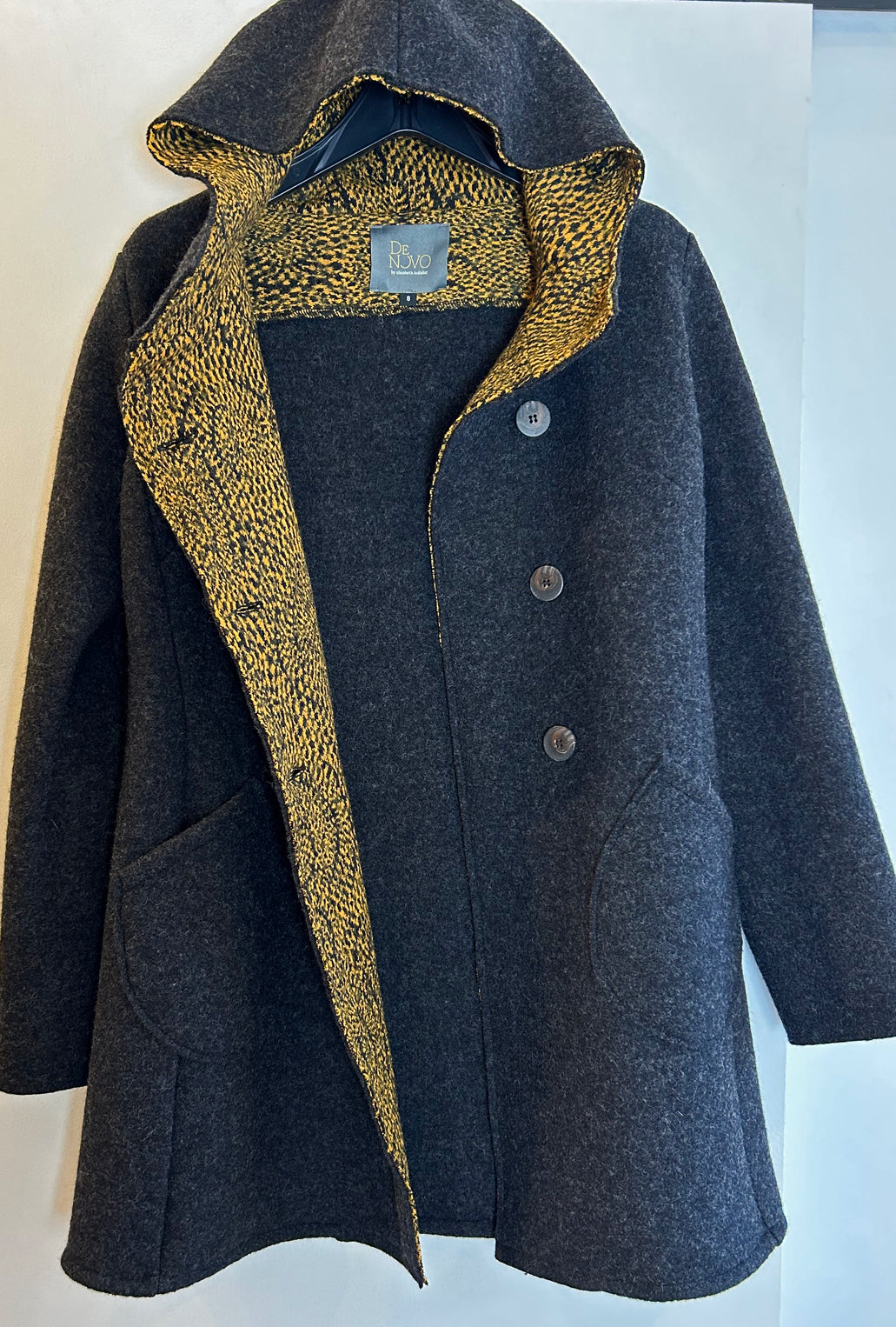Women's boiled wool hooded coat