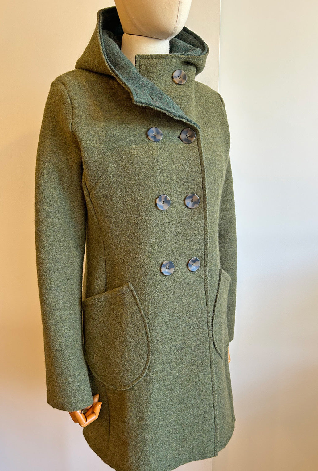 Women's boiled wool hooded coat